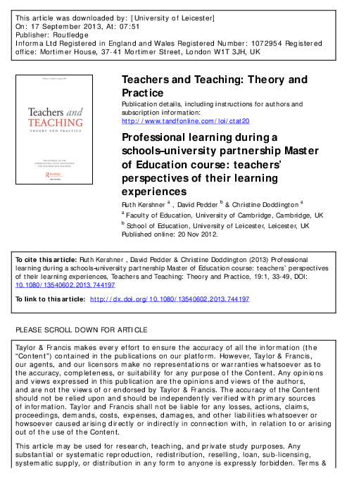 (PDF) Kershner Pedder Doddington 2013 Teachers and Teaching