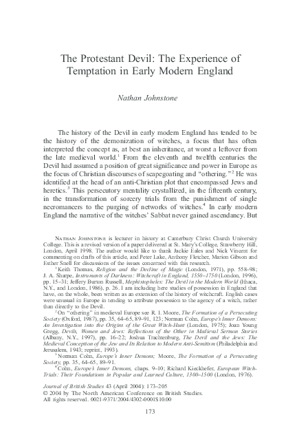 (PDF) The Protestant Devil: The Experience of Temptation in Early ...