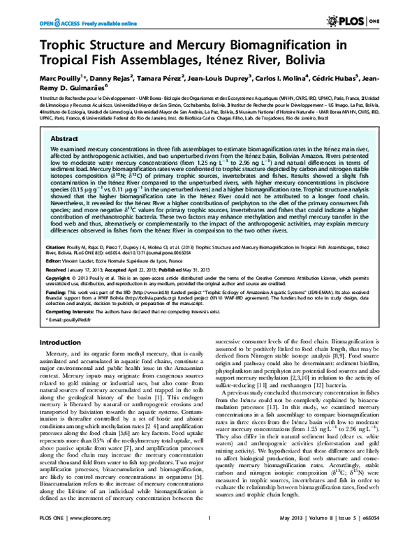(PDF) Trophic Structure and Mercury Biomagnification in Tropical Fish