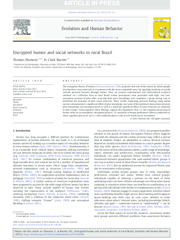 (PDF) Encrypted humor and social networks in rural Brazil