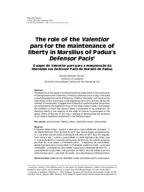 (PDF) The role of the Valentior pars for the maintance of liberty in ...