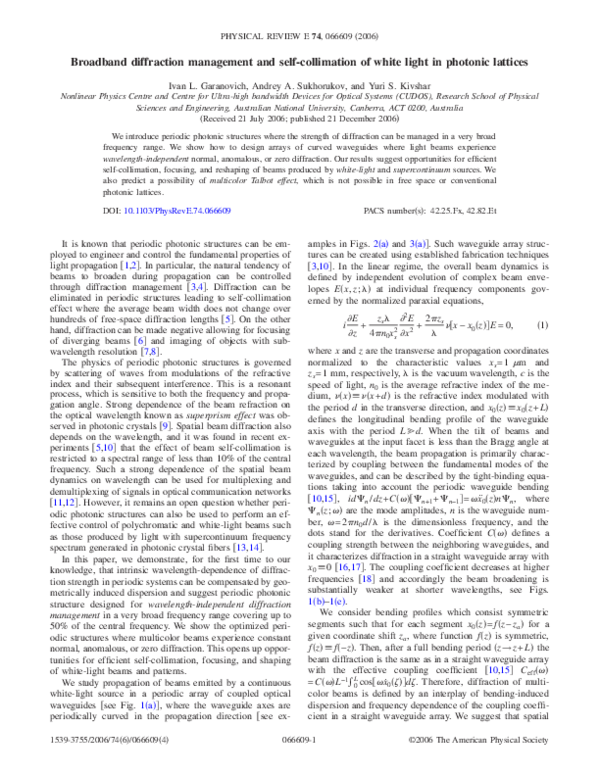 (PDF) Broadband diffraction management and self-collimation of white light in photonic lattices