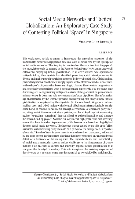 (PDF) Social Media Networks and Tactical Globalization: An Exploratory ...