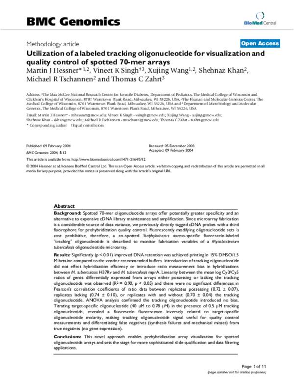(PDF) Utilization of a labeled tracking oligonucleotide for ...