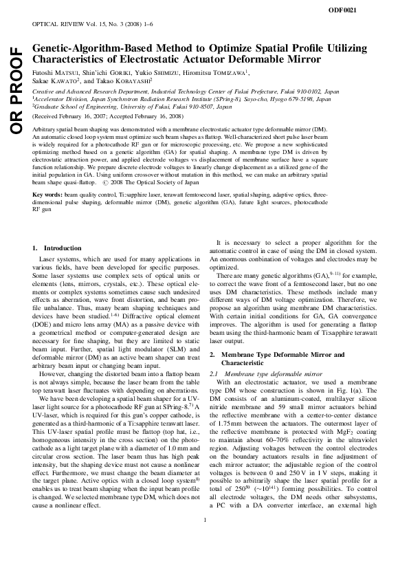 Pdf Genetic Algorithm Based Method To Optimize Spatial Profile Utilizing Characteristics Of