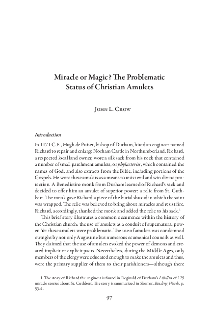 (PDF) Miracle or Magic? The Problematic Status of Christian Amulets
