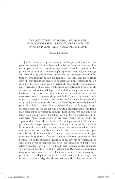 (PDF) « Tarquinii tribuni plebis. À propos des stéréotypes sur les ...
