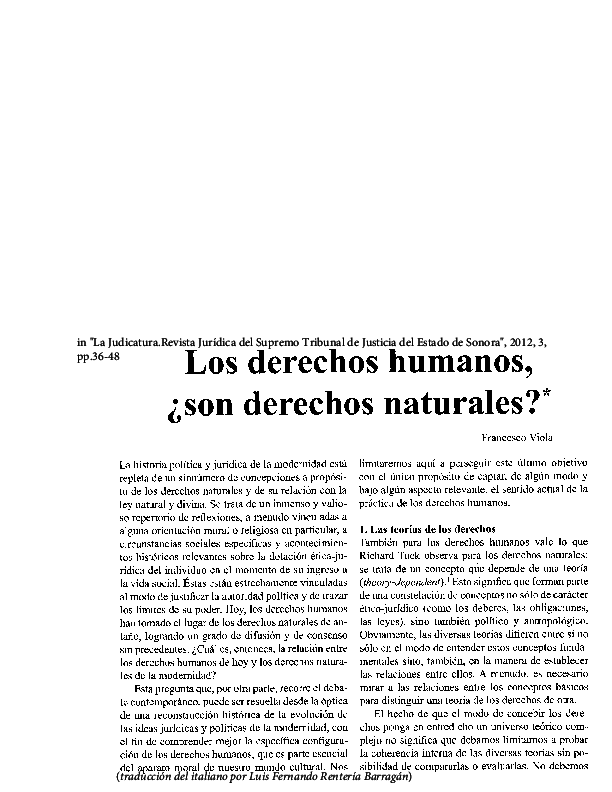 (PDF) Los derechos humanos y los derechos naturales