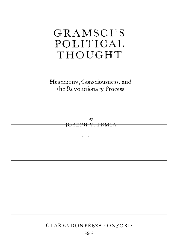 (PDF) GRAMSCI'S POLITICAL THOUGHT: Hegemony, Consciousness, and the ...