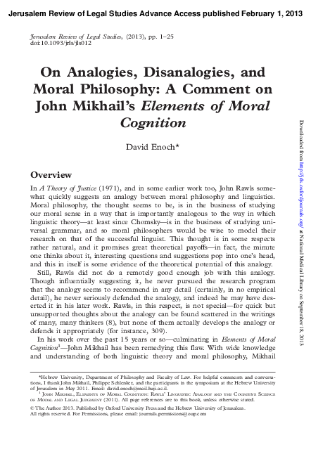 (PDF) On Analogies, Disanalogies, and Moral Philosophy: A Comment on ...