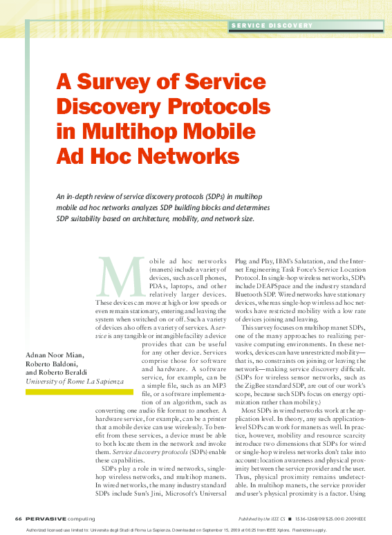 (PDF) A Survey of Service Discovery Protocols in Multihop Mobile Ad Hoc Networks