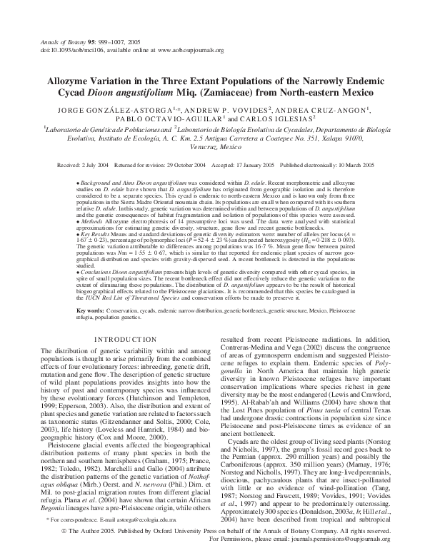 (PDF) Allozyme Variation in the Three Extant Populations of the ...