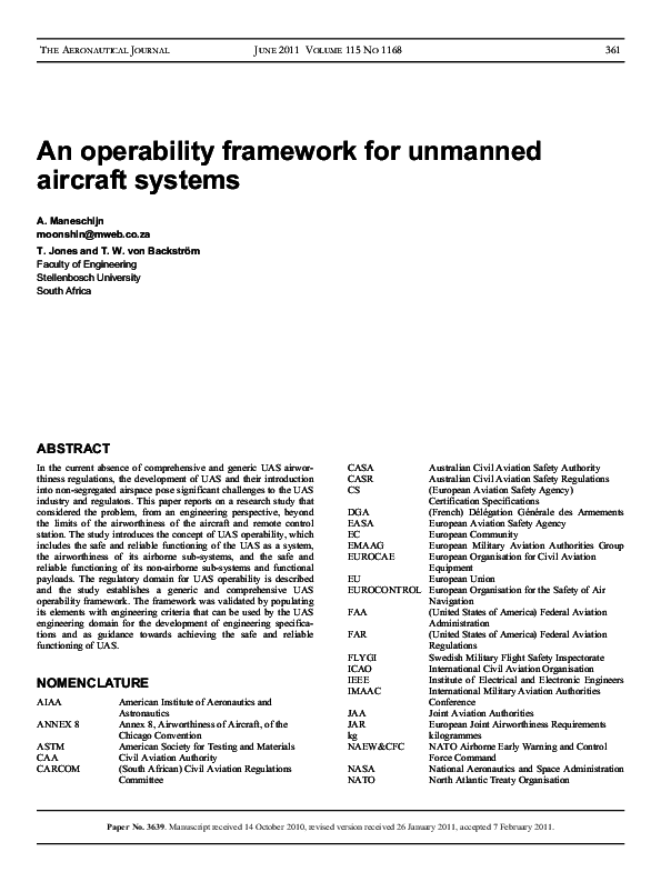 (PDF) Maneschijn An operability framework for unmanned aircraft systems June 2011