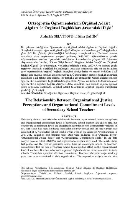 (PDF) The Relationship Between Organizational Justice Perceptions and Organizational Commitment ...