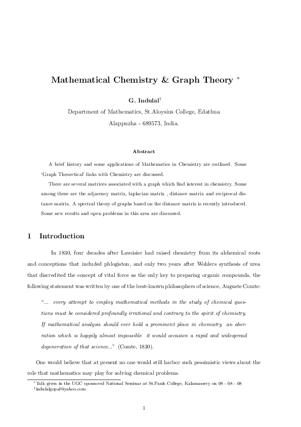 (PDF) Mathematical Chemistry