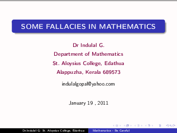 (PDF) Some Fallacies in Mathematics