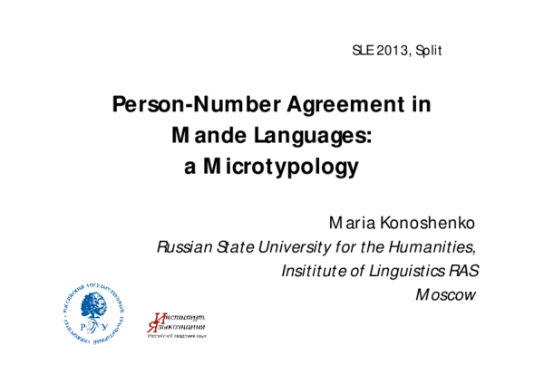 (PDF) Person-Number Agreement in Mande languages: a Microtypology