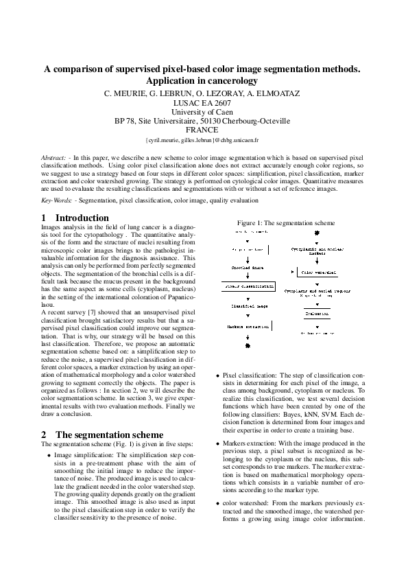 Pdf A Comparison Of Supervised Pixel Based Color Image Segmentation