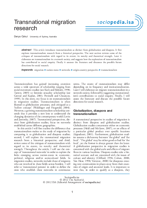 (PDF) Transnational migration