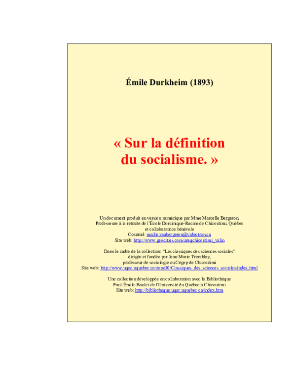 (PDF) Definition de socialisme