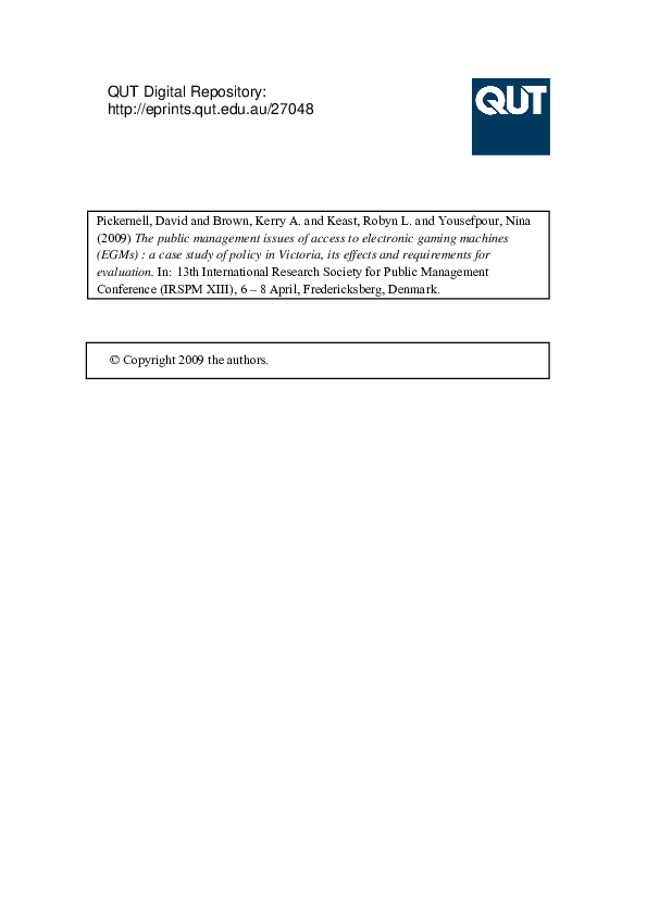 (PDF) The Public Management Issues of Access to Electronic Gaming ...