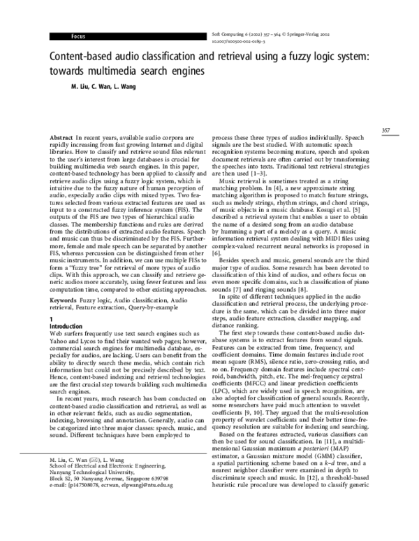 Content Based Audio Classification And Retrieval Using A Fuzzy Logic System Towards Multimedia 2627