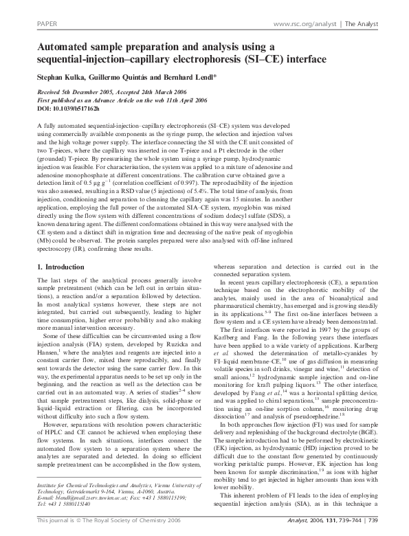Pdf Automated Sample Preparation And Analysis Using A Sequential