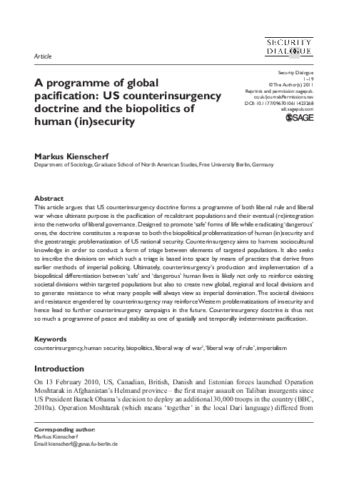 (PDF) ‘A programme of global pacification: US counterinsurgency ...