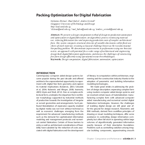(PDF) Packing Optimization for Digital Fabrication