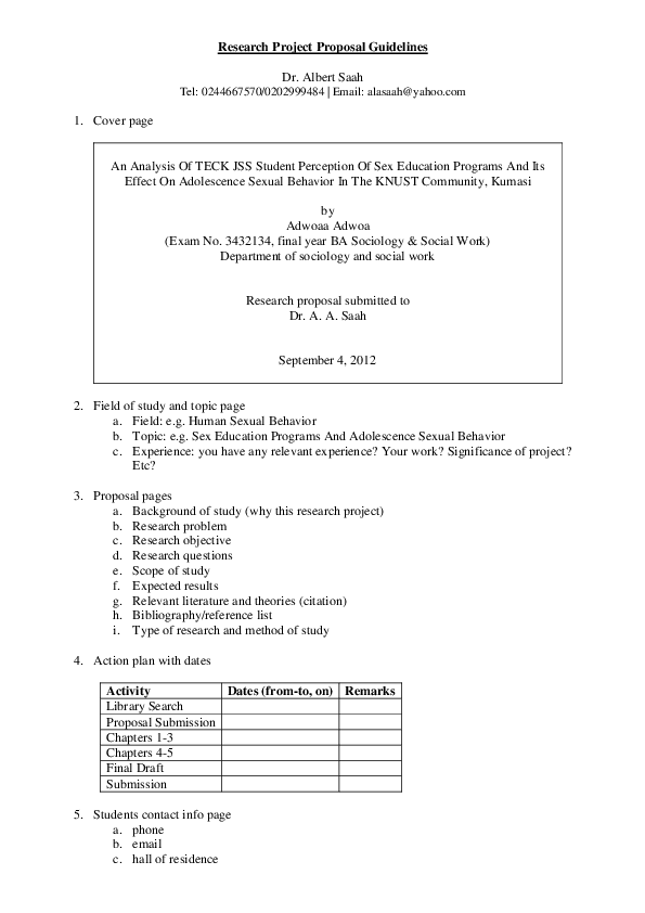 (DOC) Research Project Proposal Guidelines