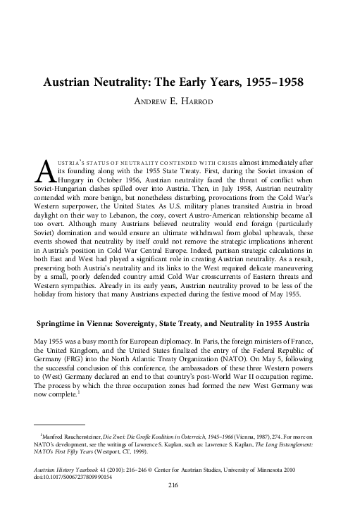 (PDF) Austrian Neutrality The Early Years