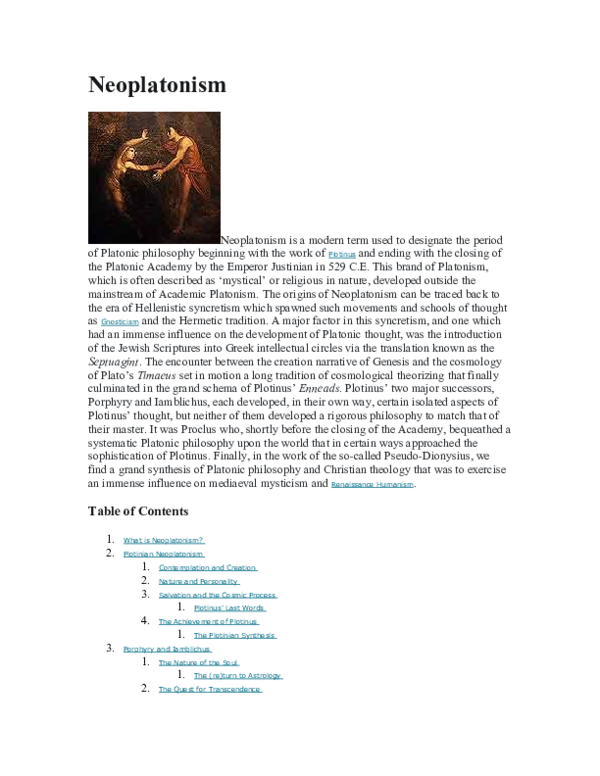(DOC) Neoplatonism