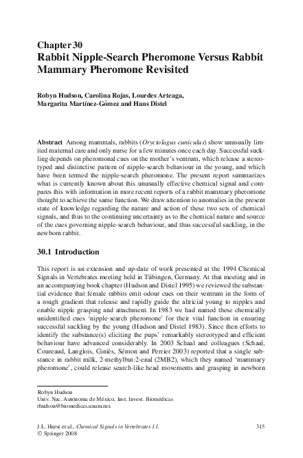 (PDF) Rabbit Nipple-Search Pheromone Versus Rabbit Mammary Pheromone ...