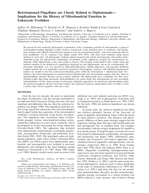 (PDF) Retortamonad Flagellates are Closely Related to Diplomonads ...