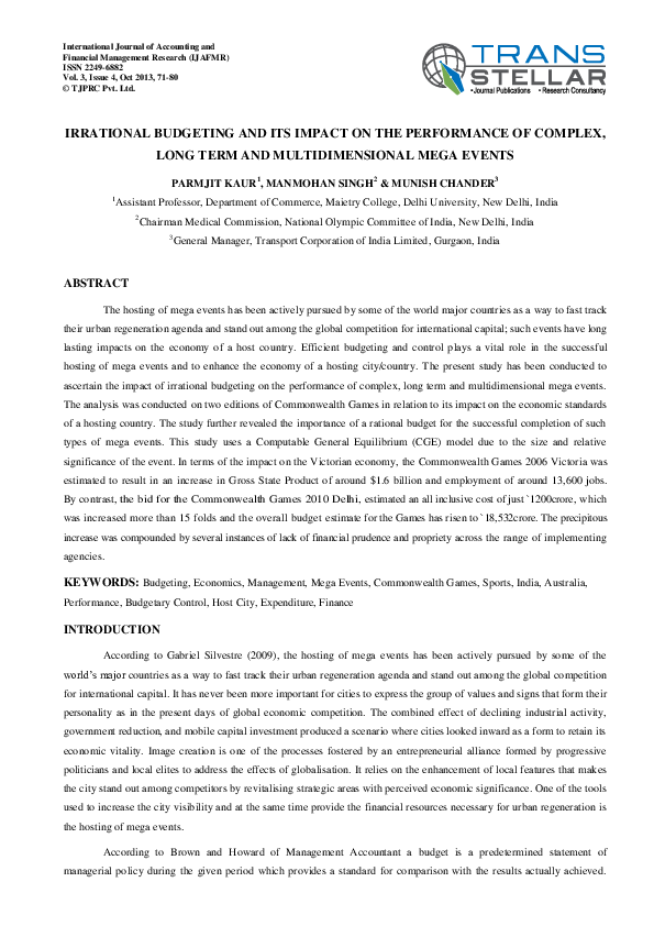 (PDF) Economic impact of sporting events | Barry Burgan - Academia.edu