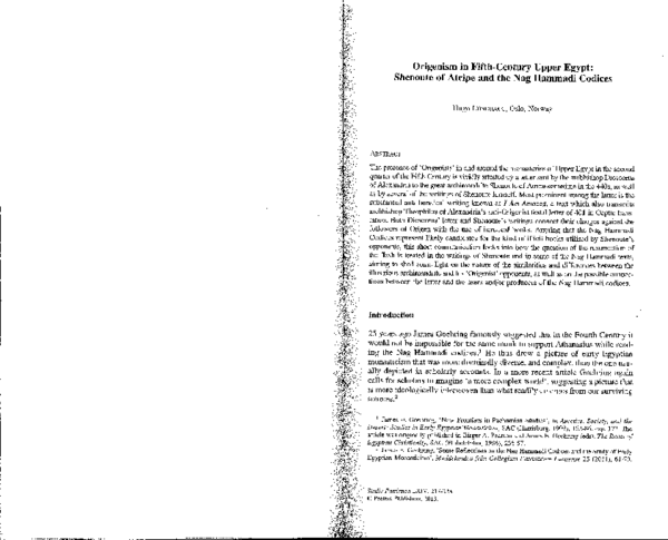 (PDF) Origenism in Fifth-Century Upper Egypt: Shenoute of Atripe and ...