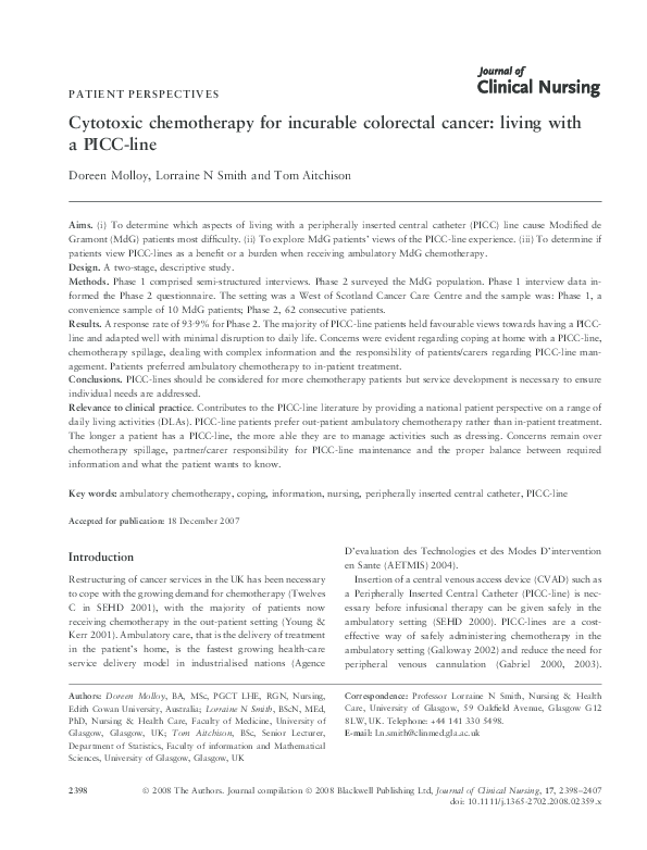 (PDF) PATIENT PERSPECTIVES Cytotoxic chemotherapy for incurable ...