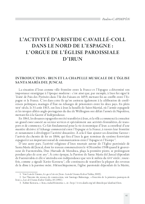 (PDF) L’activité d’Aristide Cavaillé-Coll dans le nord d’Espagne : L ...