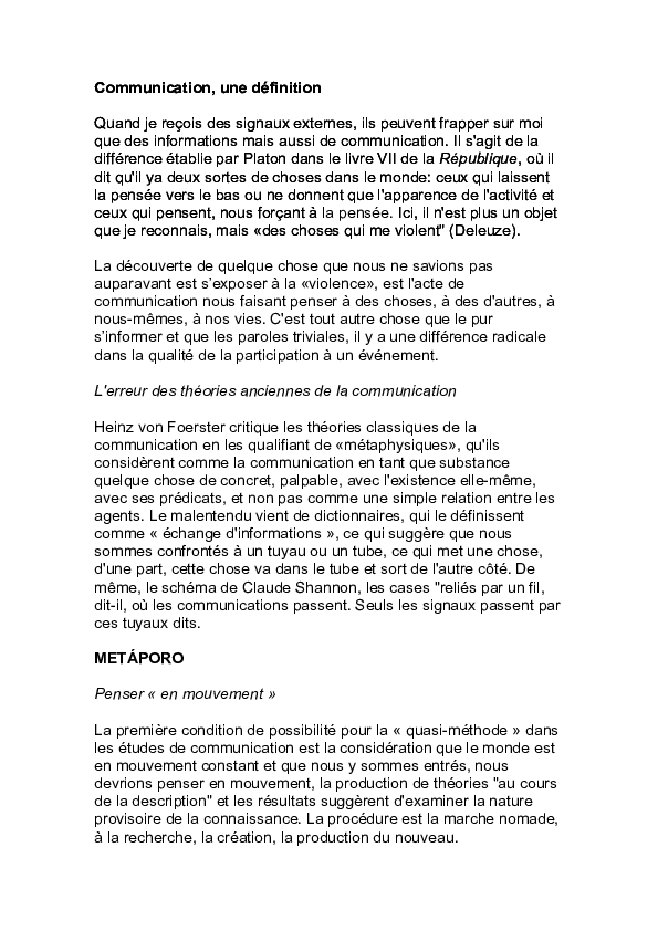 (DOC) Communication et le Metapore