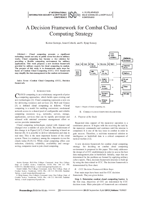 (PDF) A Decision Framework for Combat Cloud Computing Strategy