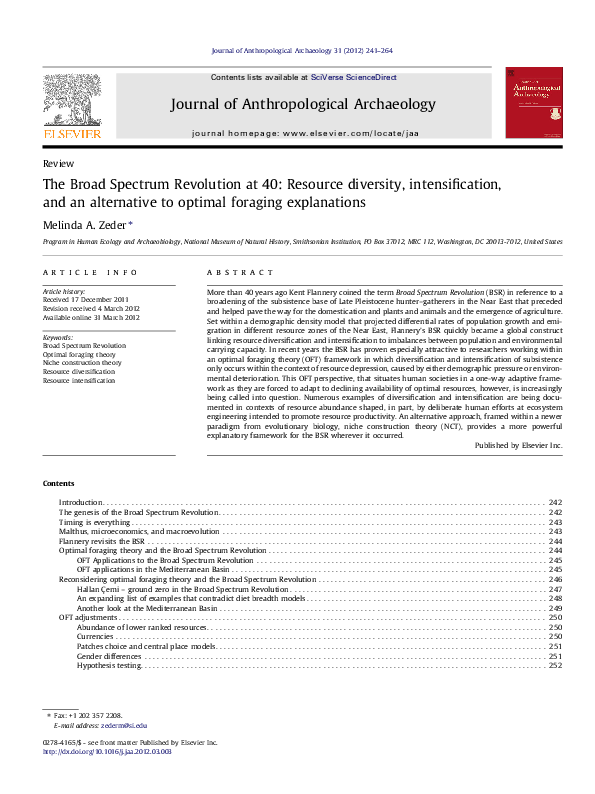 (PDF) The Broad Spectrum Revolution at 40: Resource diversity ...