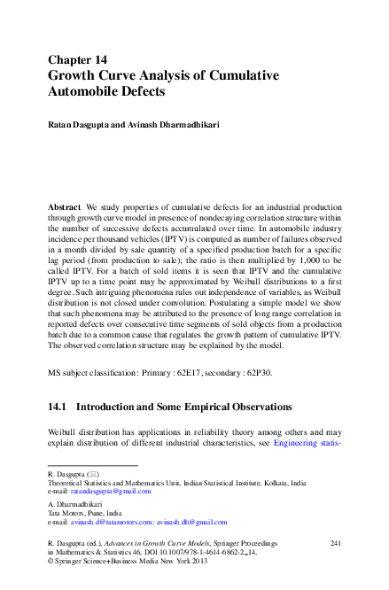 (PDF) Growth Curve Analysis of Cumulative Automobile Defects