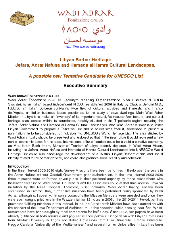 (PDF) Libyan Berber Heritage: Jefara, Adrar Nafusa and Hamada al Hamra ...
