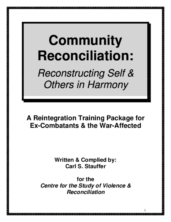 (PDF) “Community Reconciliation: Reconstructing Self and Others in ...