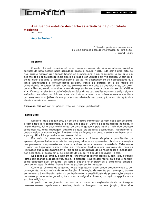 (PDF) Cartaz Arte Poshar
