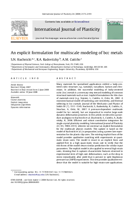 Pdf An Explicit Formulation For Multiscale Modeling Of Bcc
