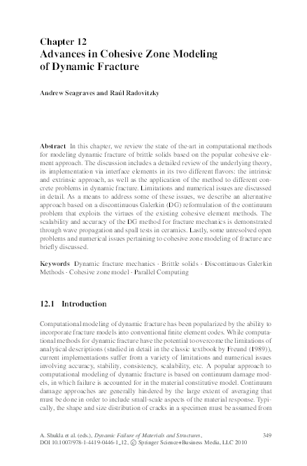 (PDF) Advances in Cohesive Zone Modeling of Dynamic Fracture (PDF) Advances in Cohesive Zone Modeling of Dynamic Fracture