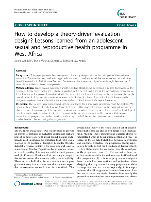 (PDF) How to develop a theory-driven evaluation design? Lessons learned from an adolescent ...