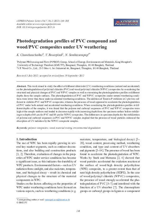 (PDF) Photodegradation profiles of PVC compound and wpc under UV weathering