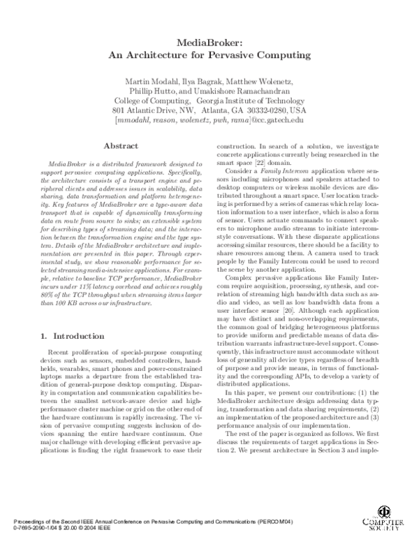 (PDF) An Architecture for Pervasive Computing